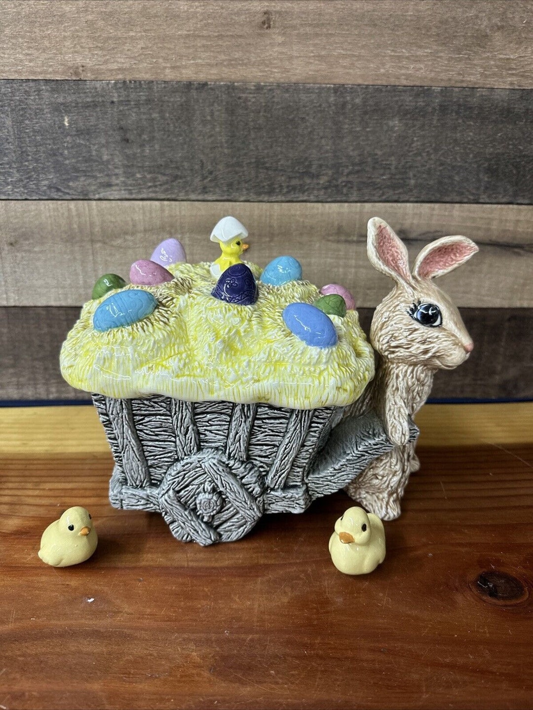 Ceramic Bunny Rabbit Easter Egg Cart and Lid Nowells Mold 1979 With ...
