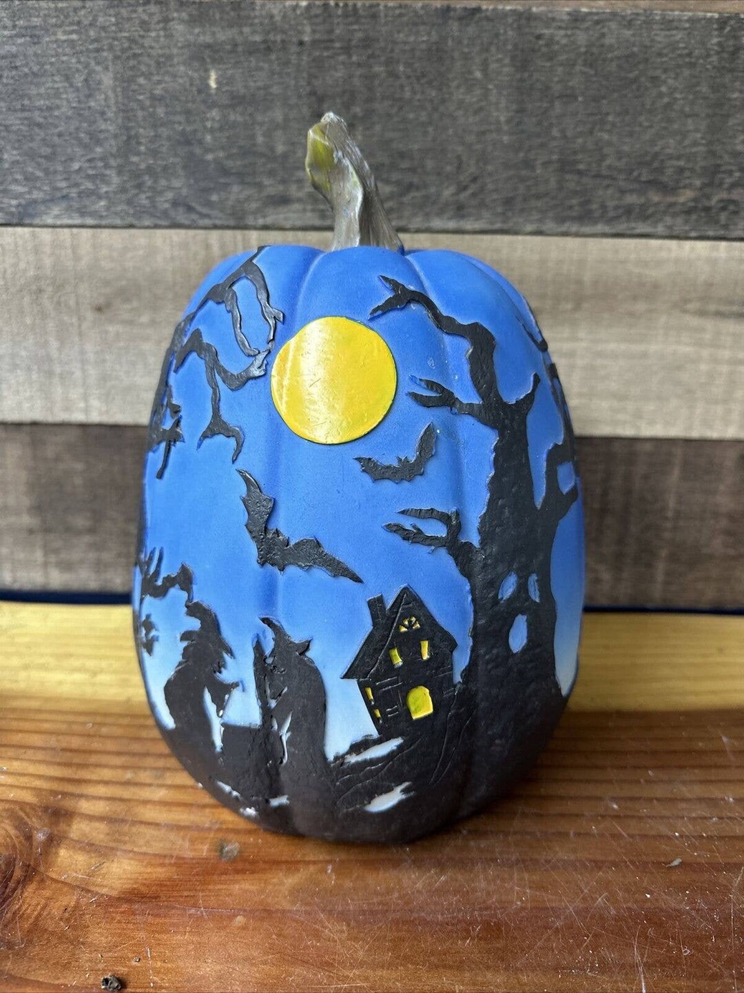 Color Changing Lighted Resin Pumpkin Halloween Haunted Night Scene - Etsy