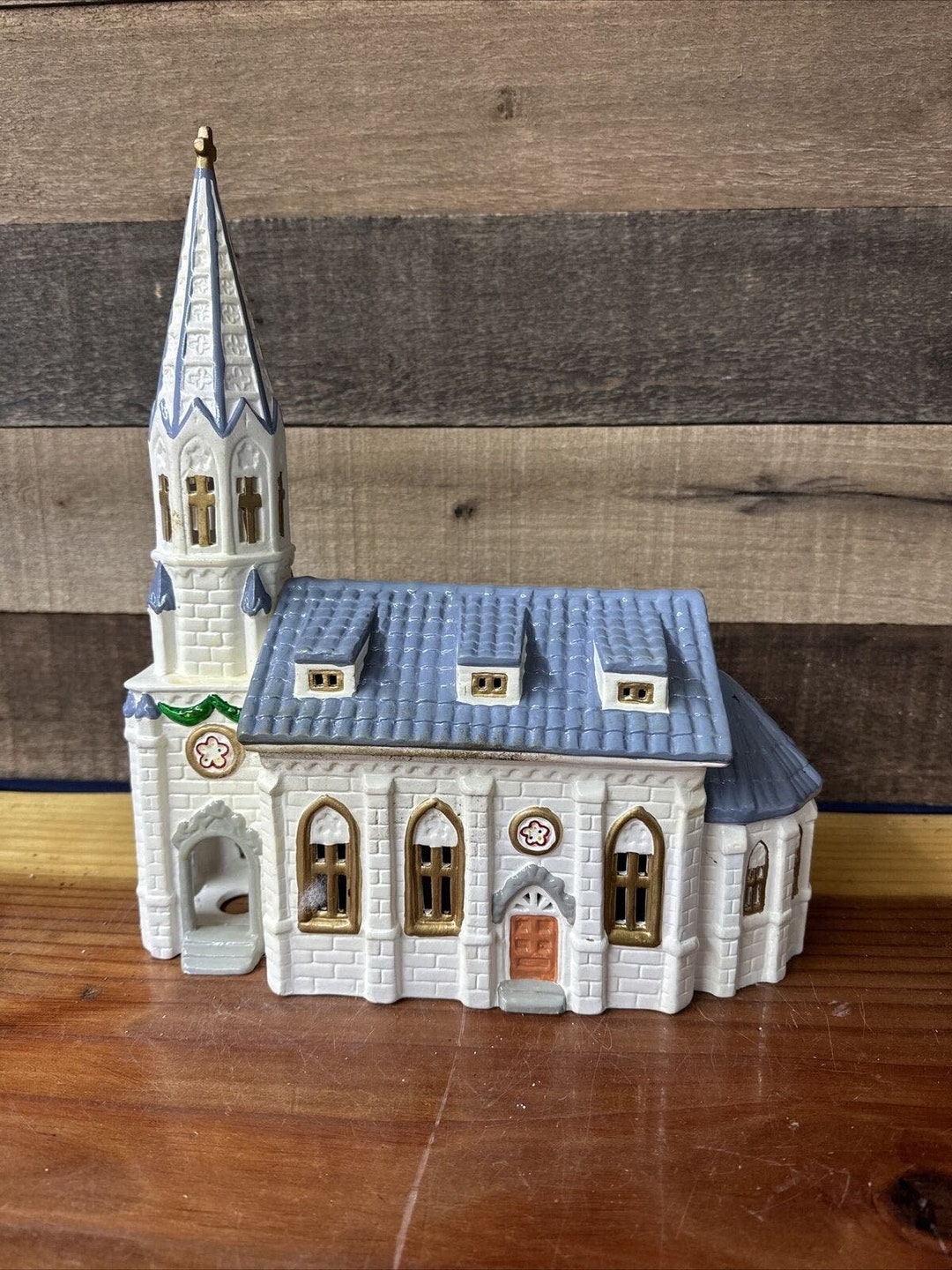Yuletide Christmas Giant Church Blue Roof - Etsy