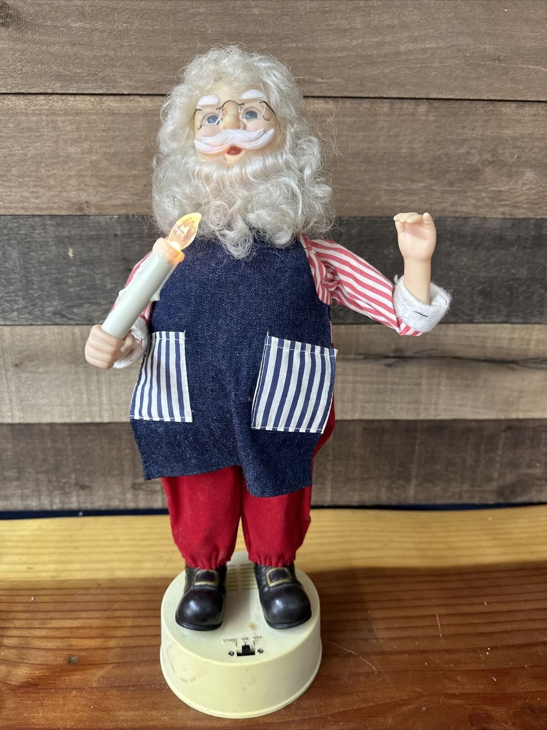 Vintage Musical Posable Figure - 18" Tall Santa With Candle - Etsy