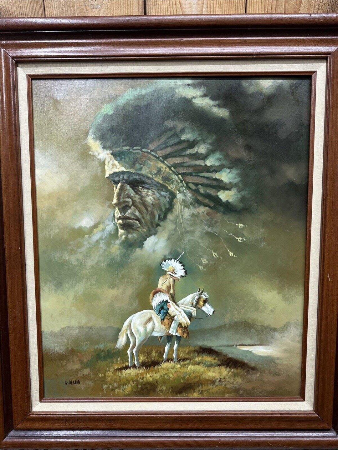 G. Bogard Native American Original Oil Painting on Canvas, Signed ...