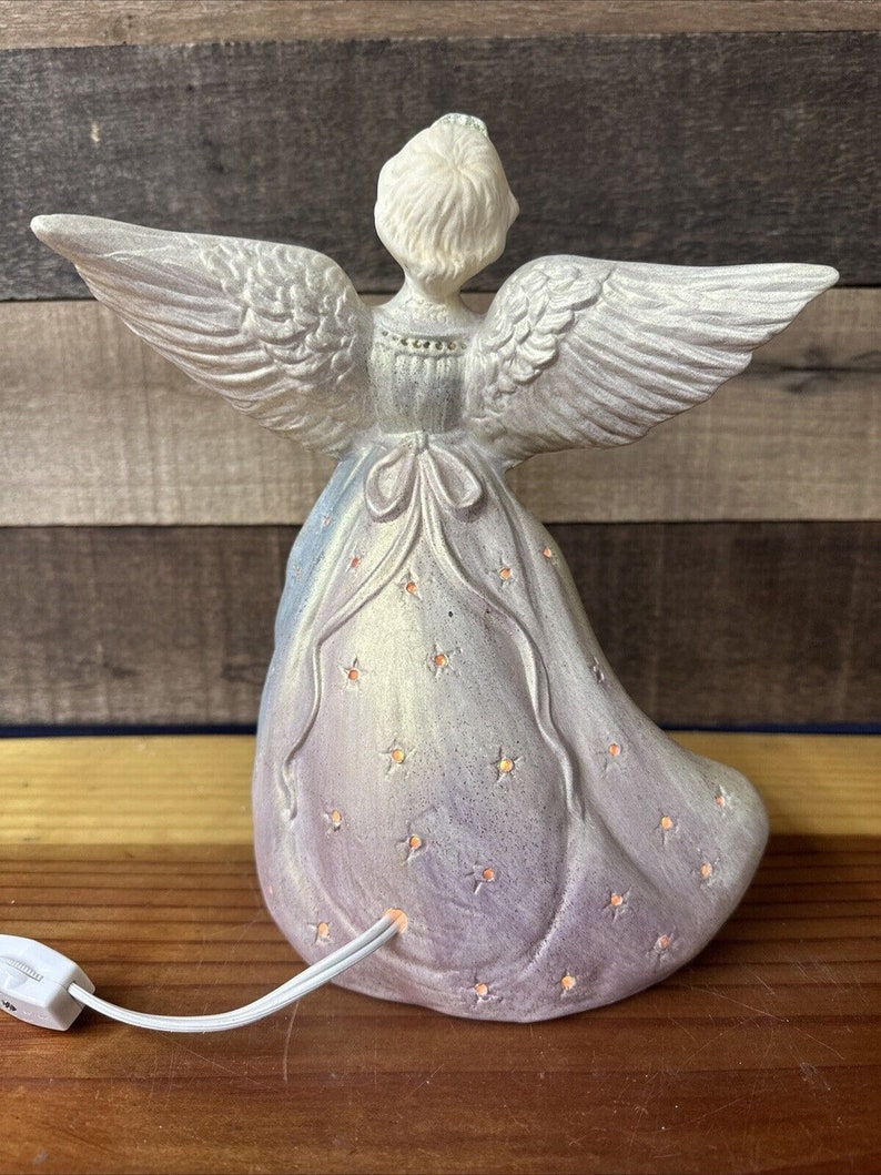 Angel Praying Glitter Wings Handpainted Lighted Ceramic 10"h - Etsy