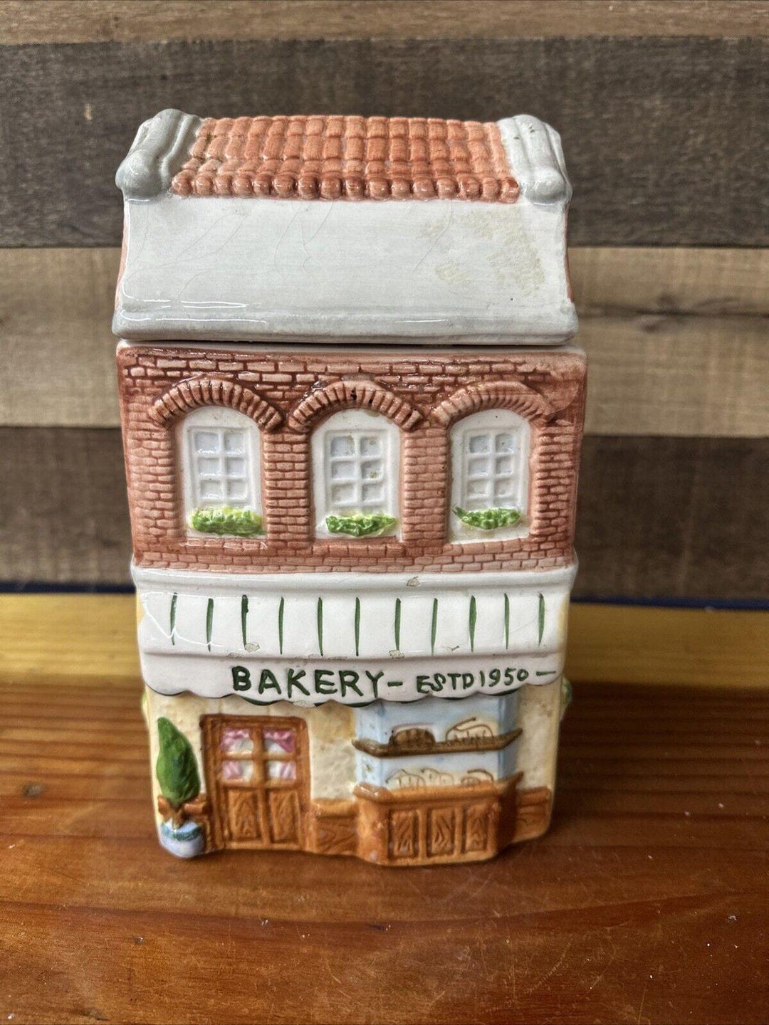 Vintage Ceramic Bakery Cookie Jar With Building Details on All Sides - Etsy