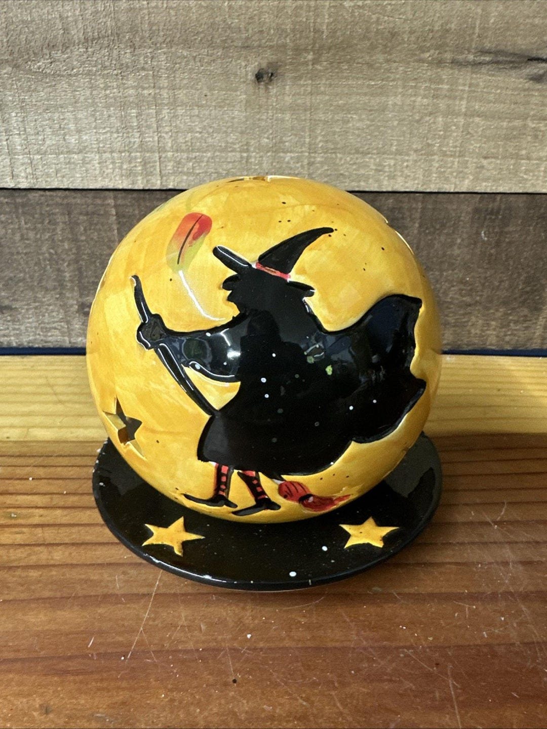 Susan Winget Halloween Witch Tealight Ball Holder on Plate - Etsy