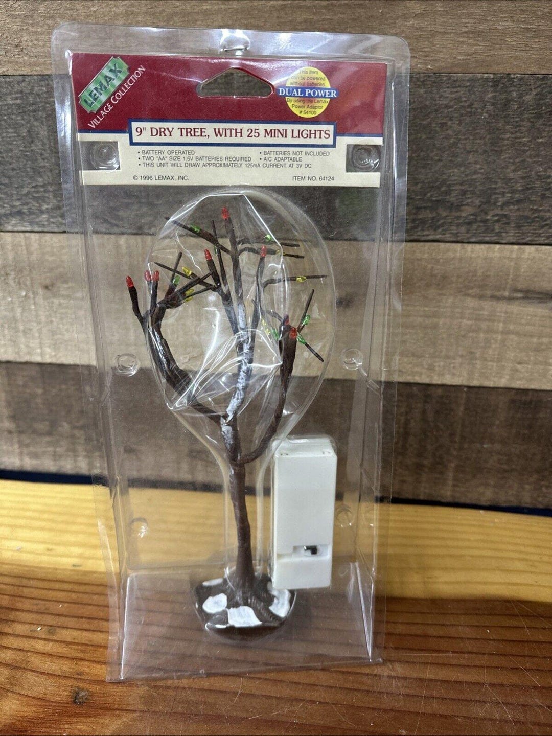 Lemax Village Accessory 9 Inch Tree With 25 Mini Lights in Box With ...