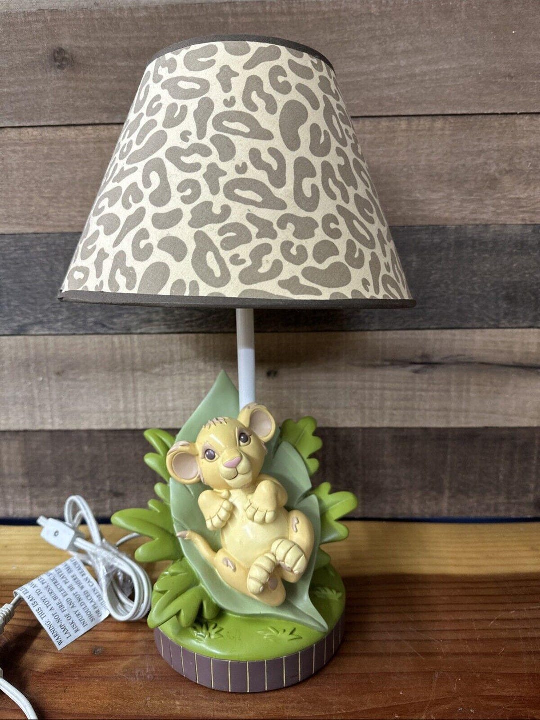 Disney Lion King Simba Lamp Base & Cheetah Print Shade -some Marks - Etsy