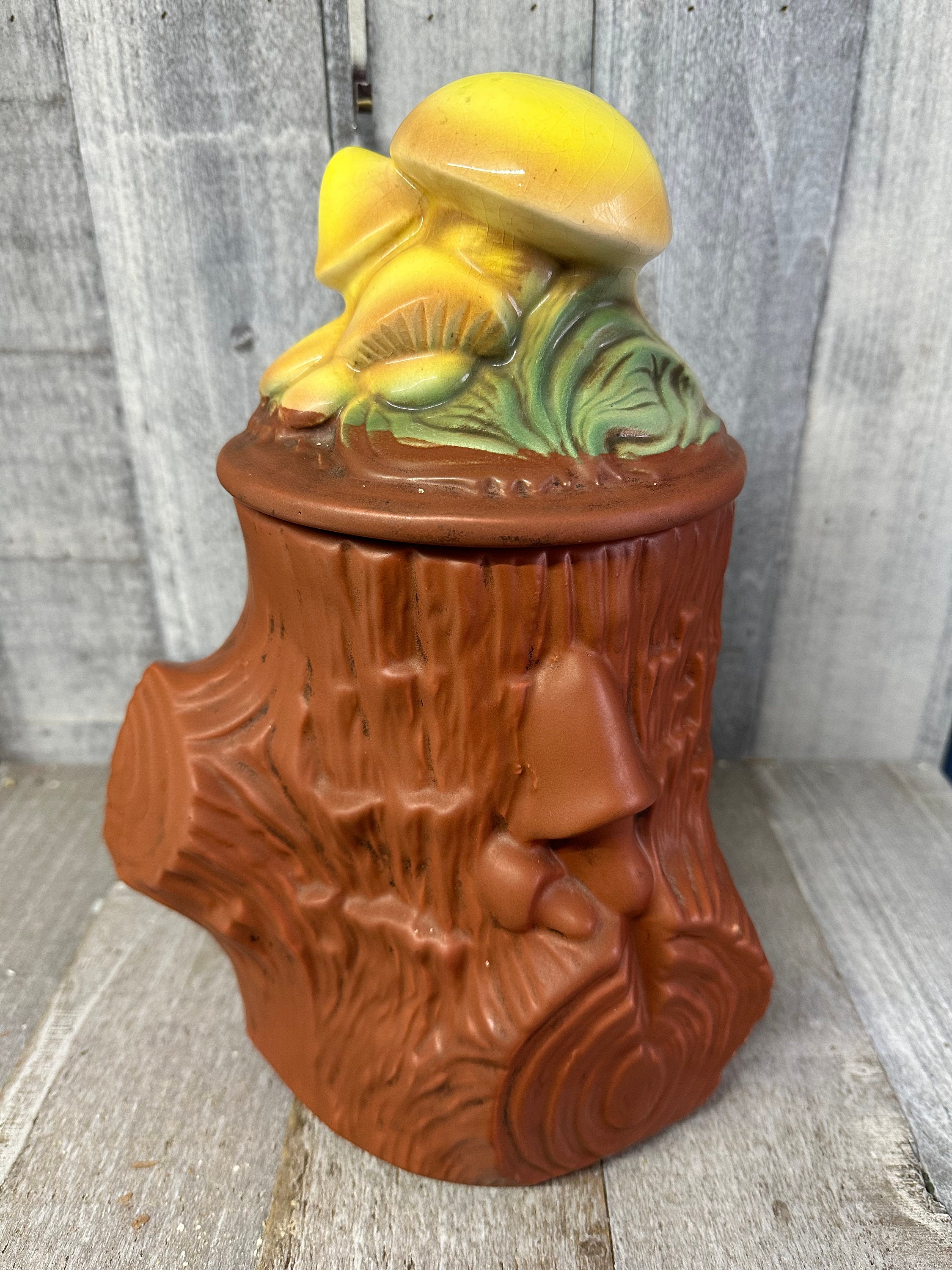 Vintage Mccoy Mushroom Tree Stump Cookie Jar - Etsy