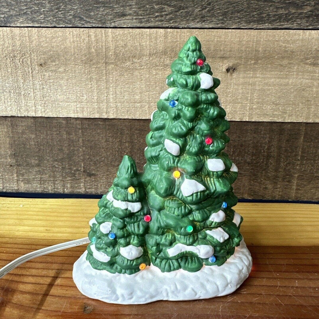 St Nicholas Square 8" Light up Ceramic Double Christmas Trees - Etsy