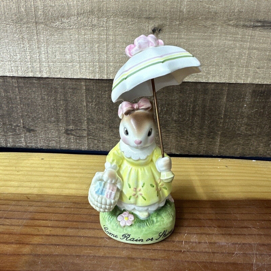 Avon Cherished Moments Collection Rabbit/bunny W/ Umbrella- Come Rain ...