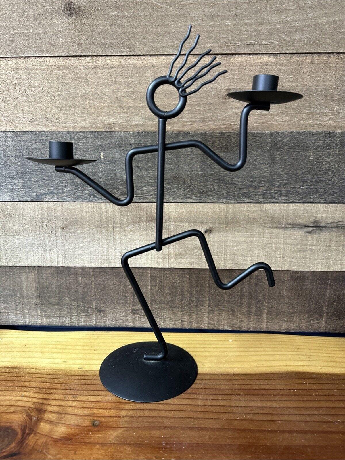 MCM Metal Stick Figure Running Man Candle Holder 15” Tall - Etsy