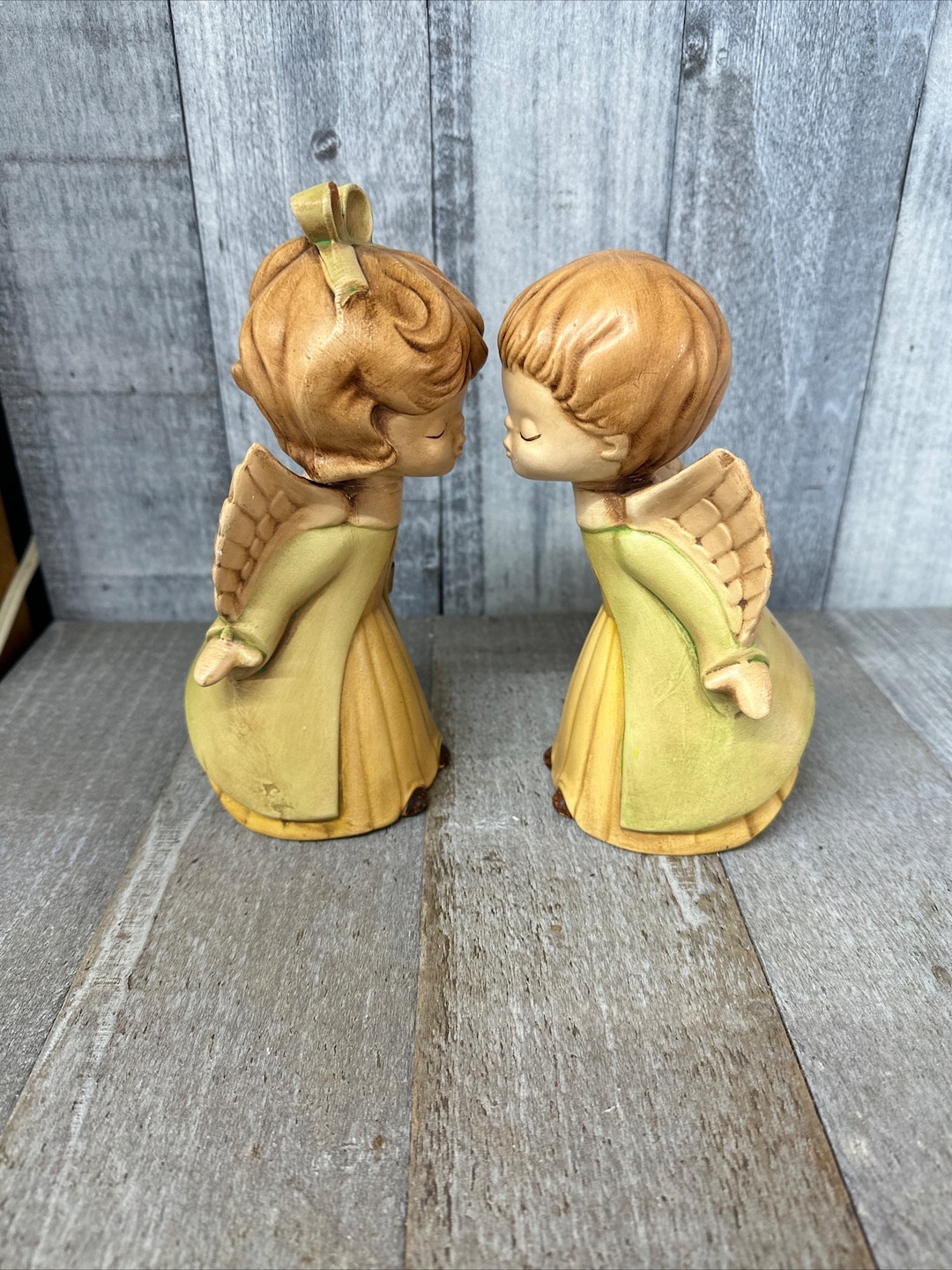 Ceramic Handpainted Kissing Angels - Flaws - Etsy