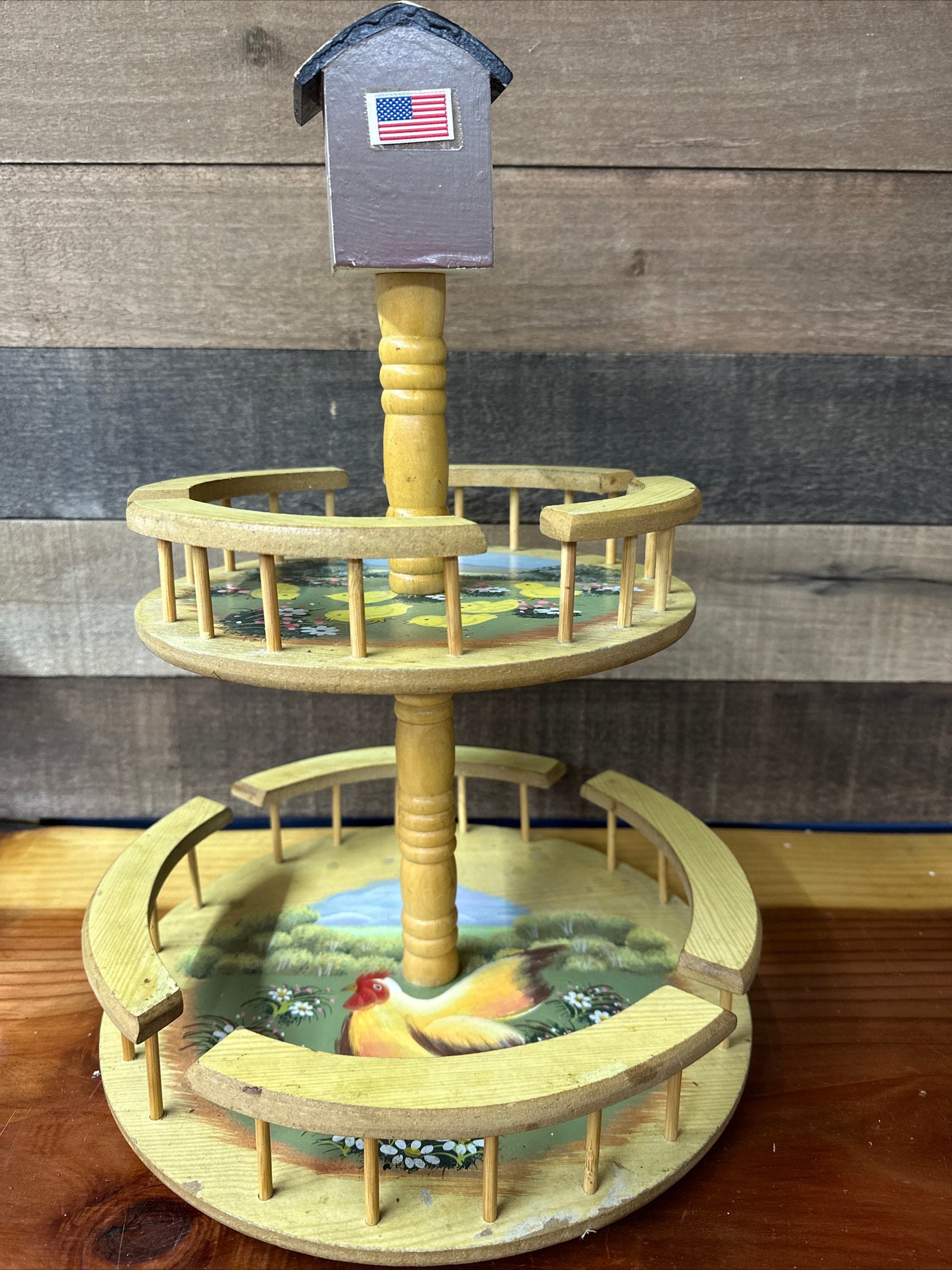 2 Tier Lazy Susan Farm Country Chickens 12 and 9 - Etsy