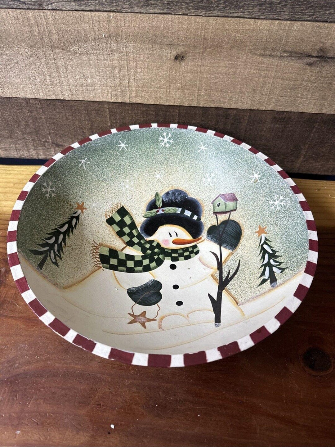 Snowman Decorative Bowl 12 Inches Wood Christmas Display Centerpiece - Etsy