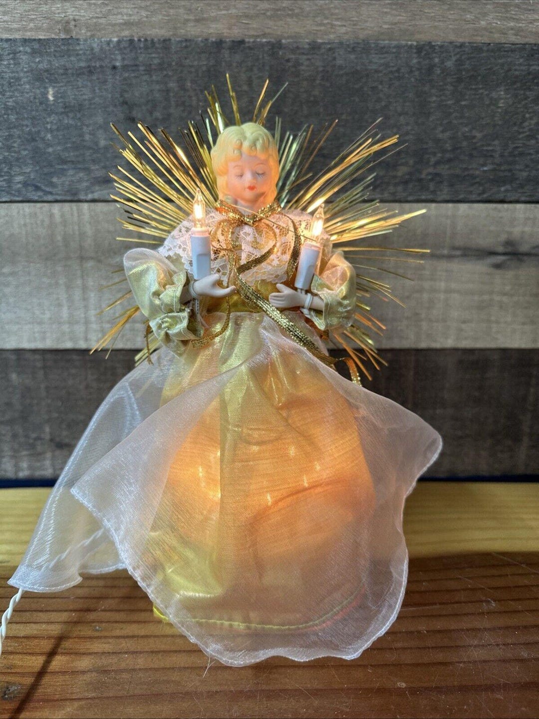 Vintage Christmas Porcelain Angel Tree Topper Celebrations 10 Light ...