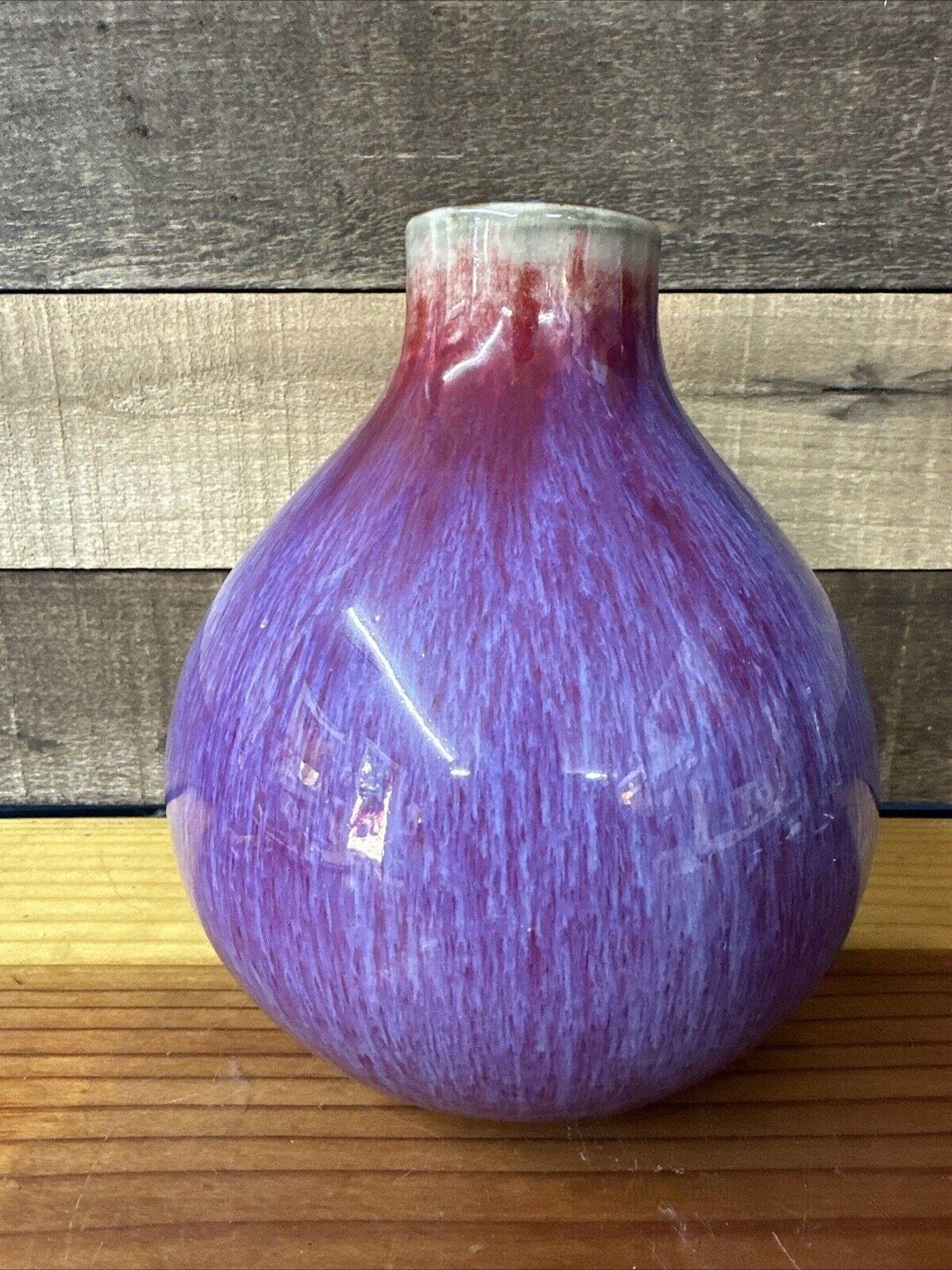 Purple Flambé Pottery Vase 9” Tall and 7” Wide - Etsy