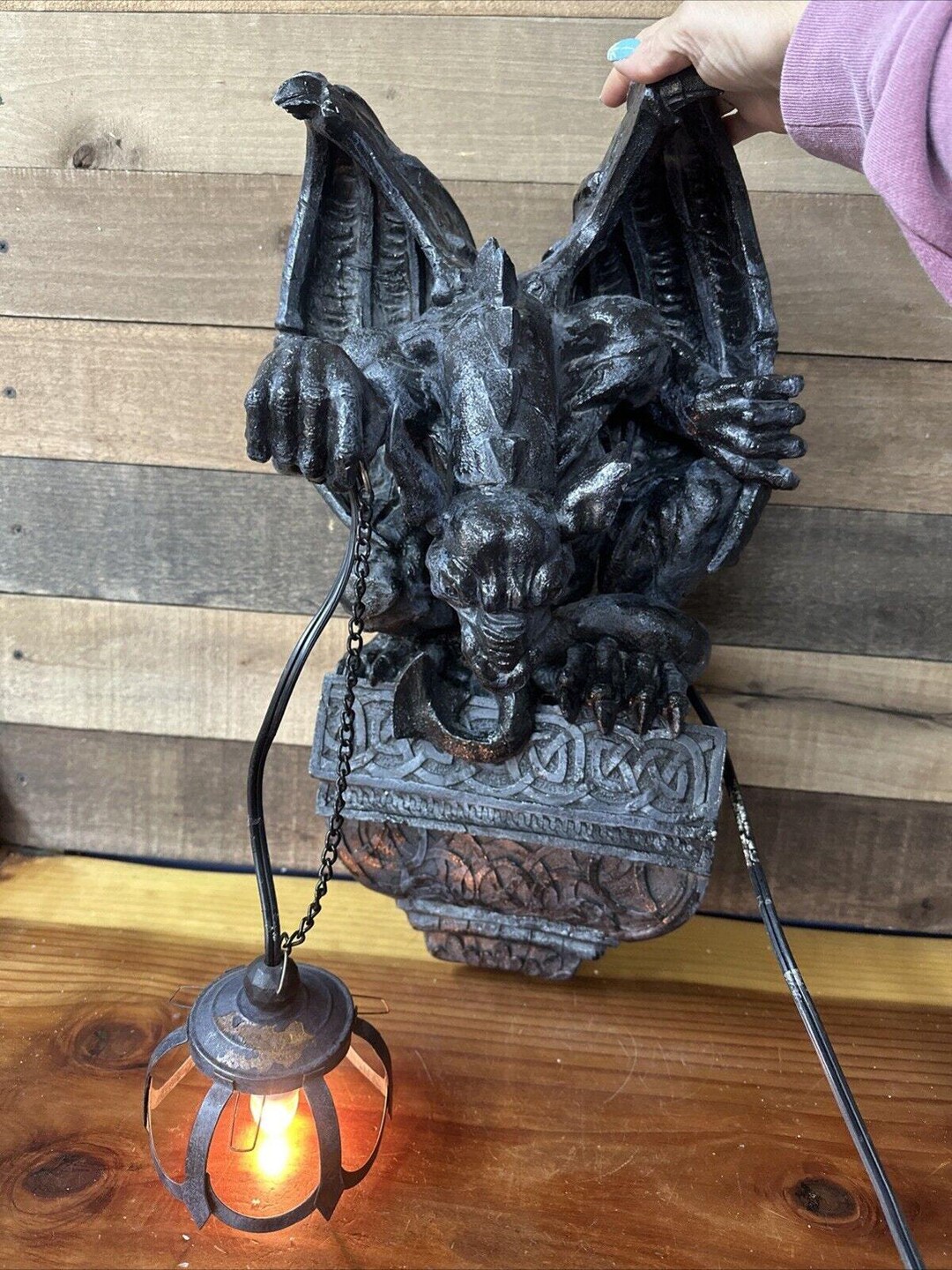 Gargoyle Dragon Corner Wall Mount Hanging Lantern Light - Etsy