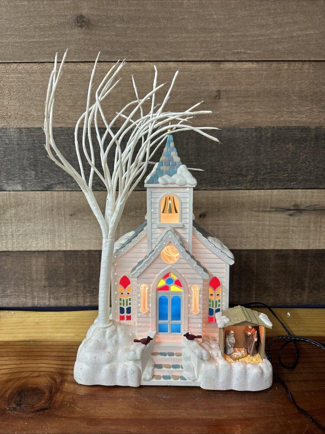 Vintage Avon Holiday Splendor Lighted Fiber Optic Church, Christmas ...