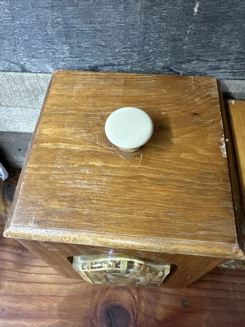 Vintage 3 Piece Wooden Kitchen Canister Set With Lucite Inserts ...
