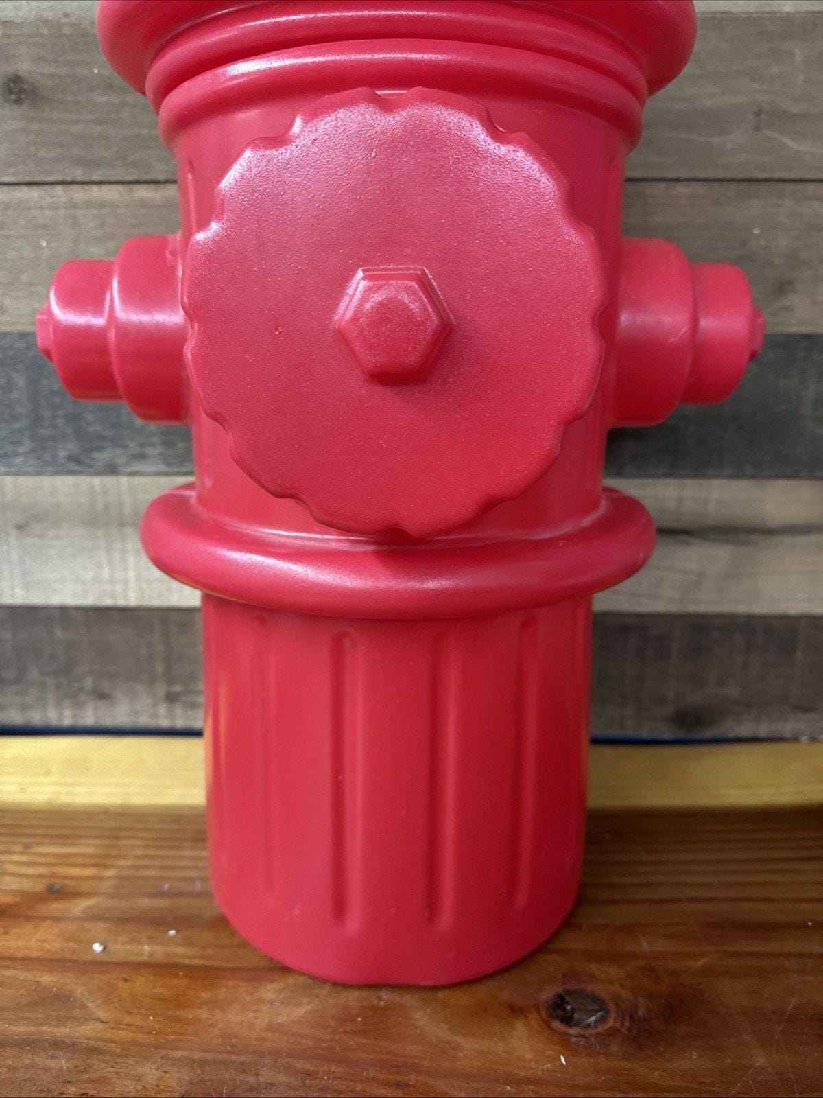 BLOW MOLD Plastic Red Fire Hydrant Container Removable Lid Storage 23 ...