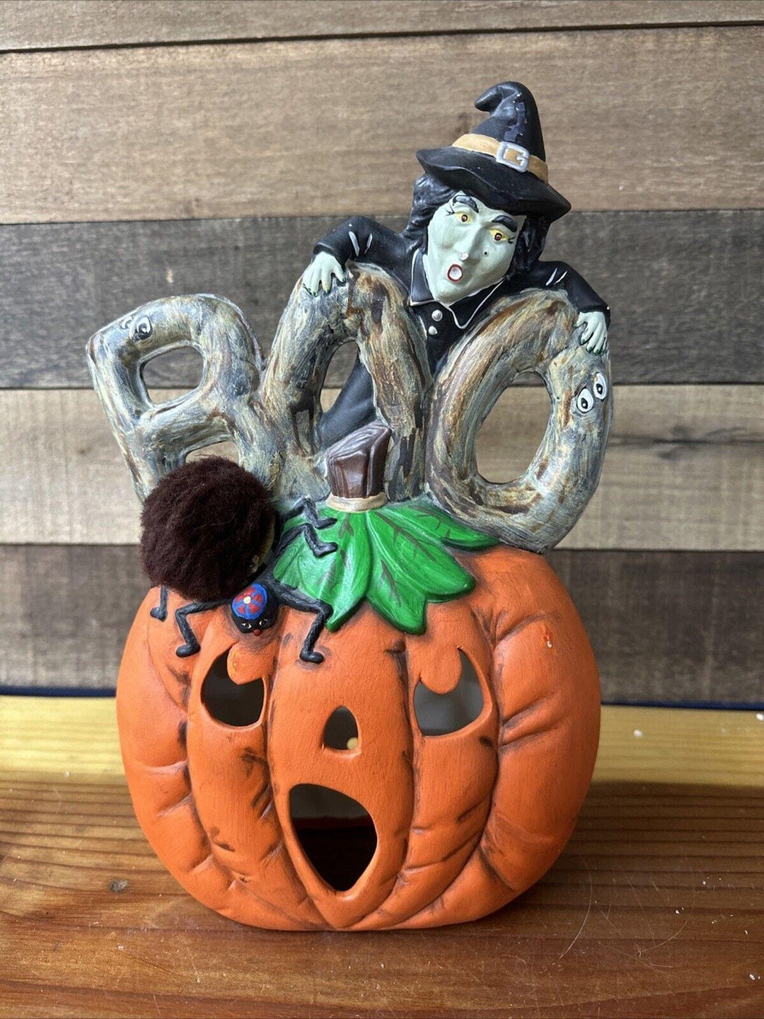 Vintage Ceramic Witch Mold BOO Halloween Spider Jack O Lantern ...