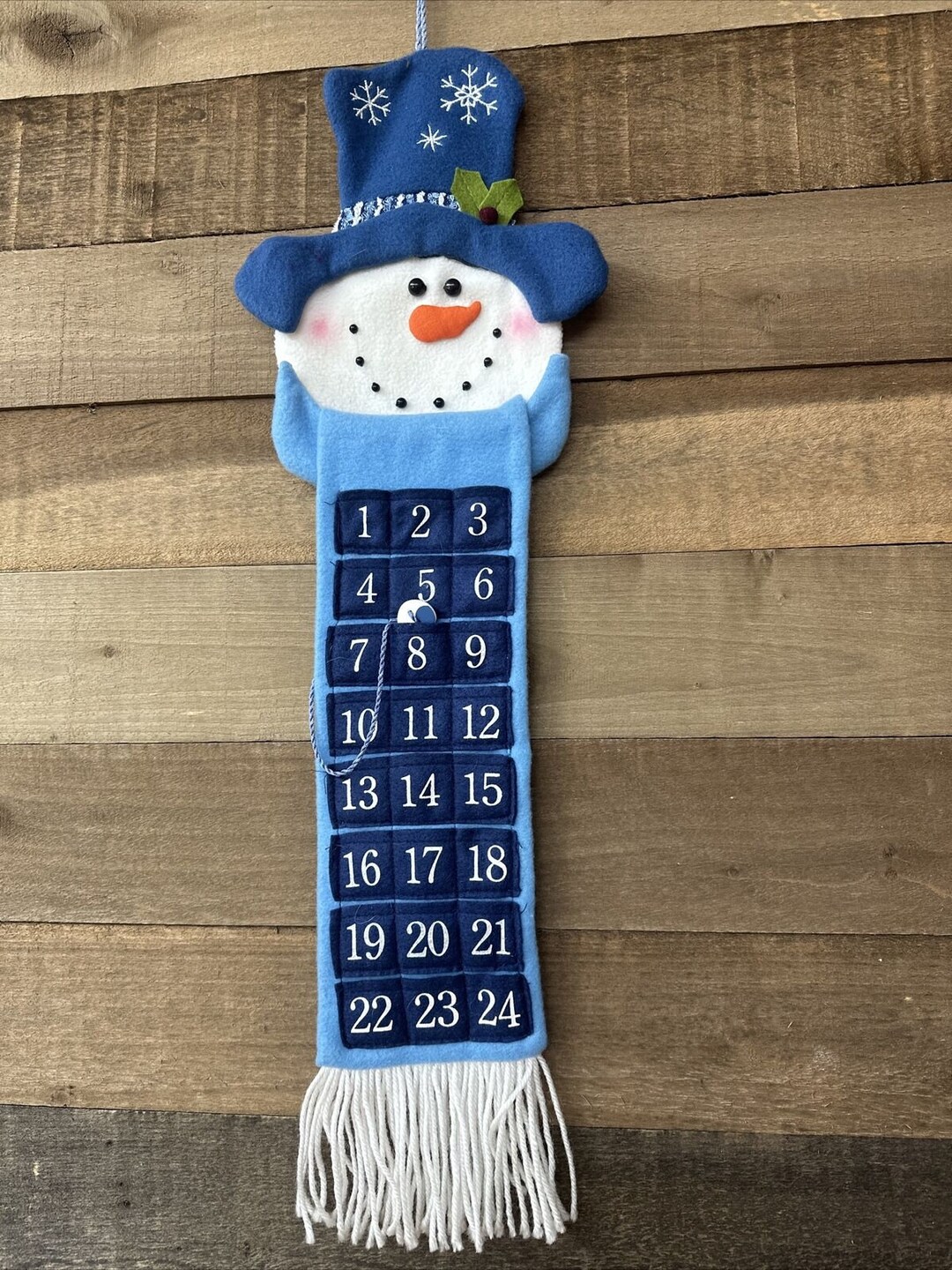 Blue Snowman Scarf Advent Countdown Calendar 26” Long - Etsy