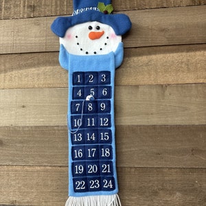 Blue Snowman Scarf Advent Countdown Calendar 26” Long - Etsy