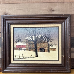 Hargrove Barn Stable Winter Scene Painting - Etsy
