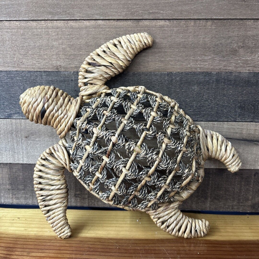 Sea Turtle Wicker Rattan Beach Decor Hanging Wall Art 18 - Etsy
