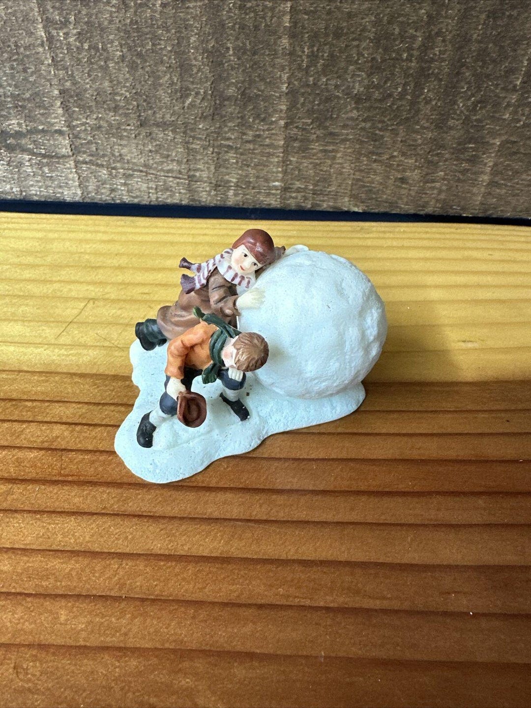 Two Boys Pushing Snowball Christmas Village Accessory - Etsy