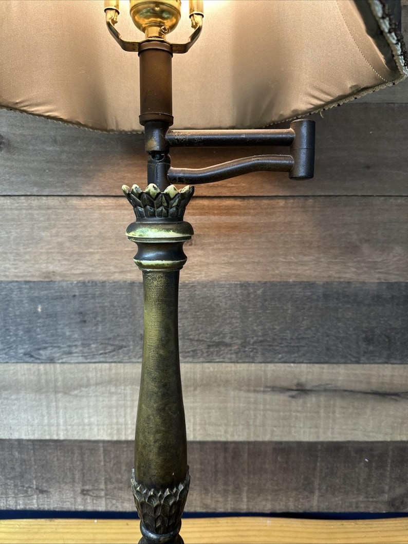 Vintage MCM Tall Table Lamp Swing Arm and Green Shade 28” - Etsy