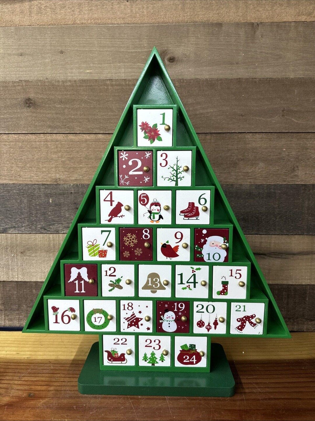 Wooden Holiday Advent Tree Calendar in Box - Etsy