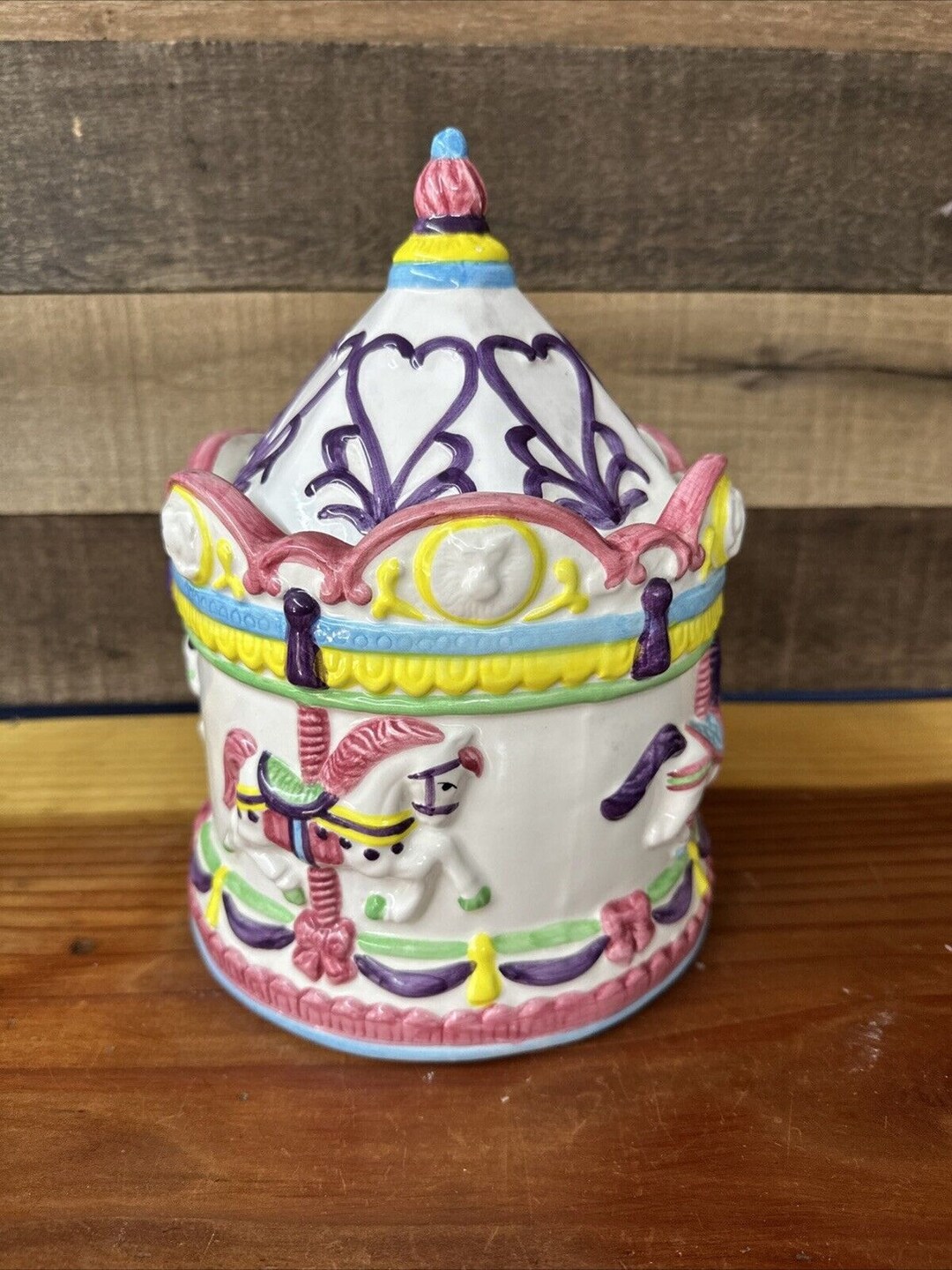 Rare Carousel Horse Cookie Jar Vintage Ceramic With Big Top Lid - Etsy