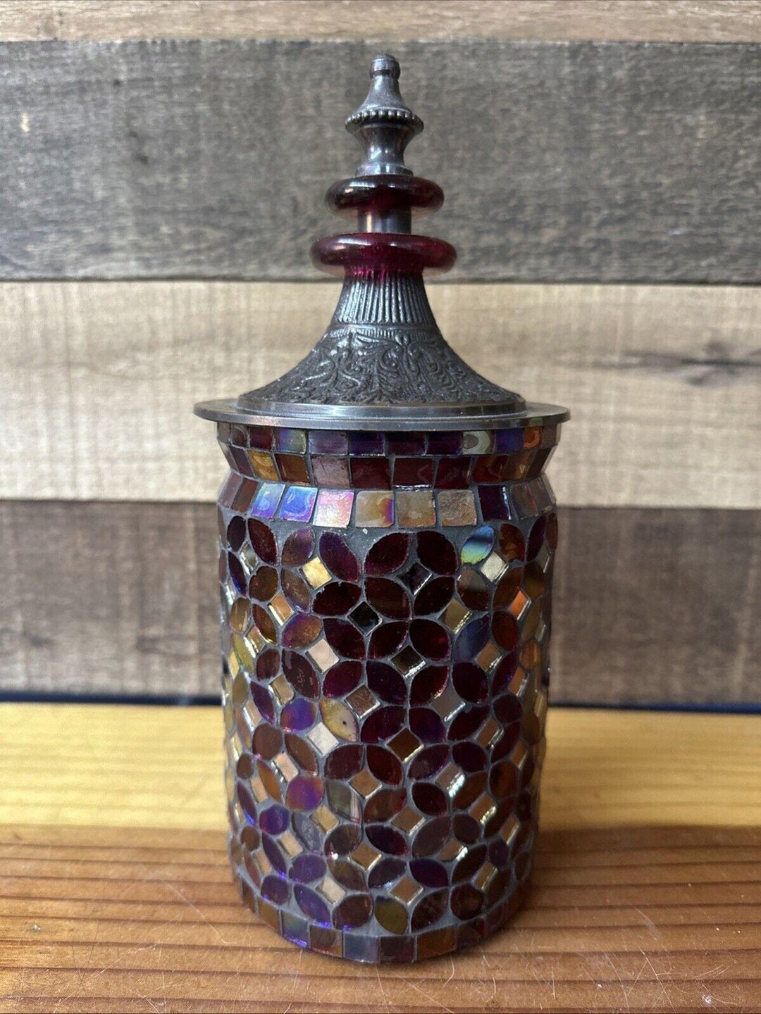 Mosaic Reds Amber Lidded Jar - Etsy