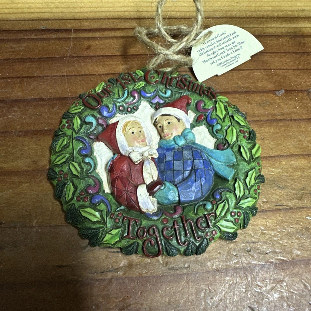 Vintage Jim Shore First Christmas Together Couple Tree Ornament With ...