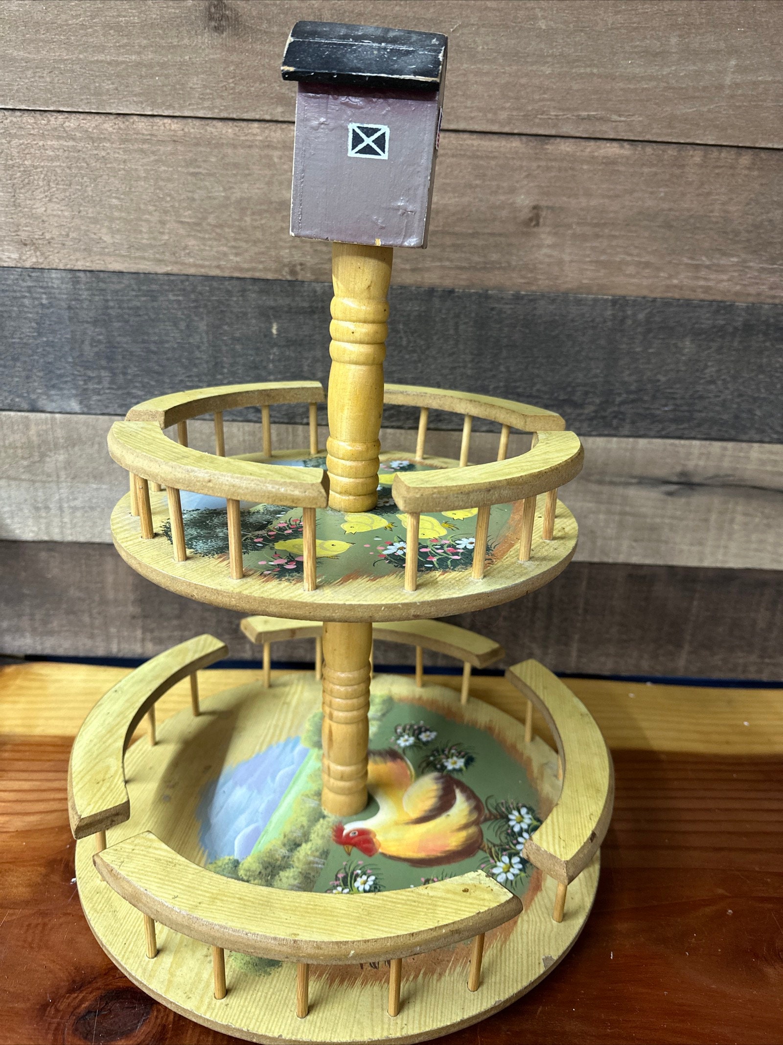 2 Tier Lazy Susan Farm Country Chickens 12 and 9 - Etsy
