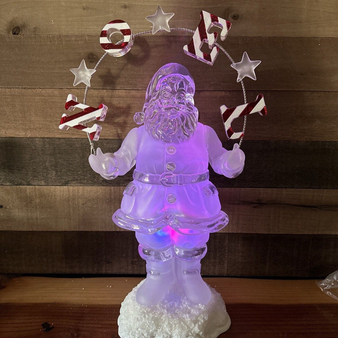 Christmas Ice Sculpture Noel Santa 21” Centerpiece Lights up Heritage ...