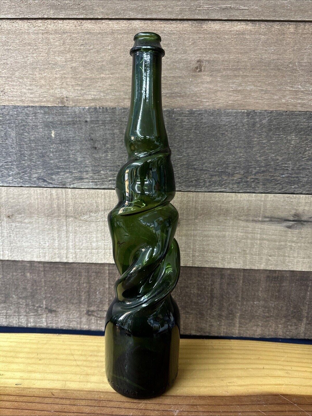 Art Glass Swirled Smushed Green Bottle 14” - Etsy