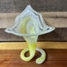 Vintage Sooner Art Glass Vase Coil Pedestal Base Yellow White Swirl 10 ...