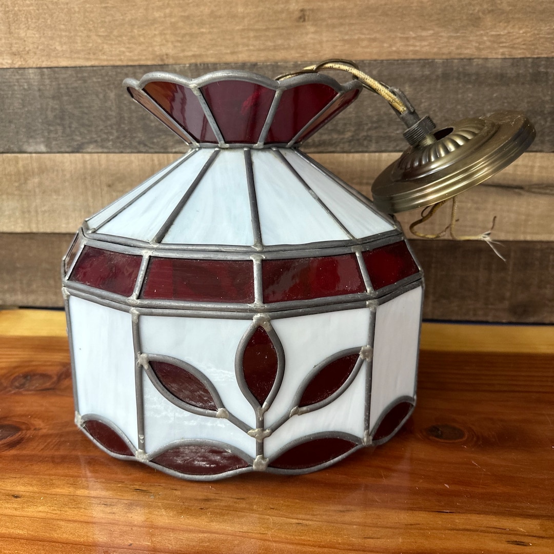Vintage Tiffany Style Red Hanging Light - Etsy
