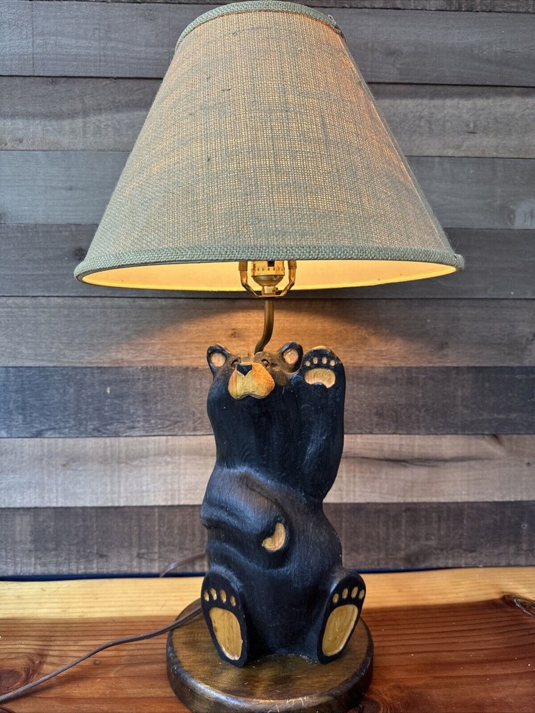 Vintage Big Sky Bears Jeff Fleming Bear Table Lamp With Shade -rare 25 ...