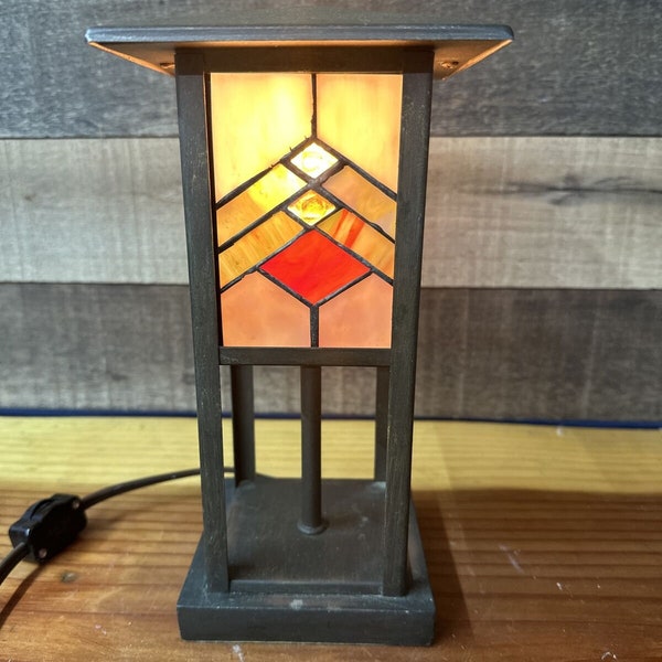 Mission Stained Glass Table Lamp - Etsy