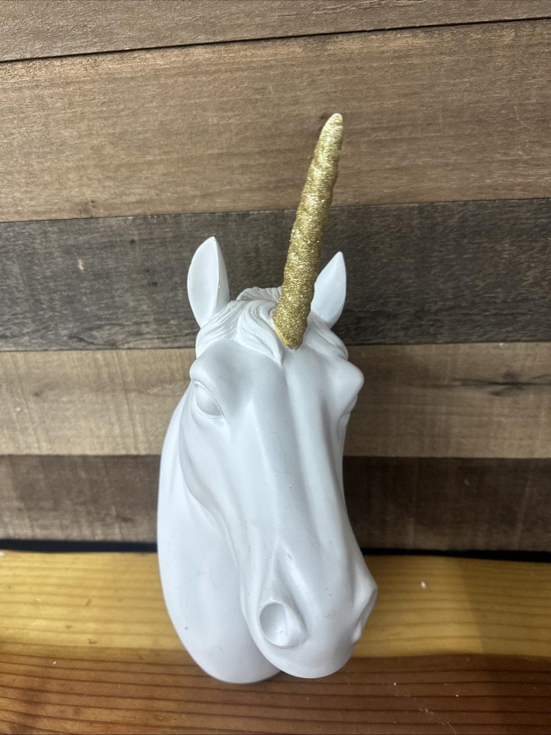 White Unicorn Wall Bust Decor Hanging - Gold Horn - 12" - Etsy