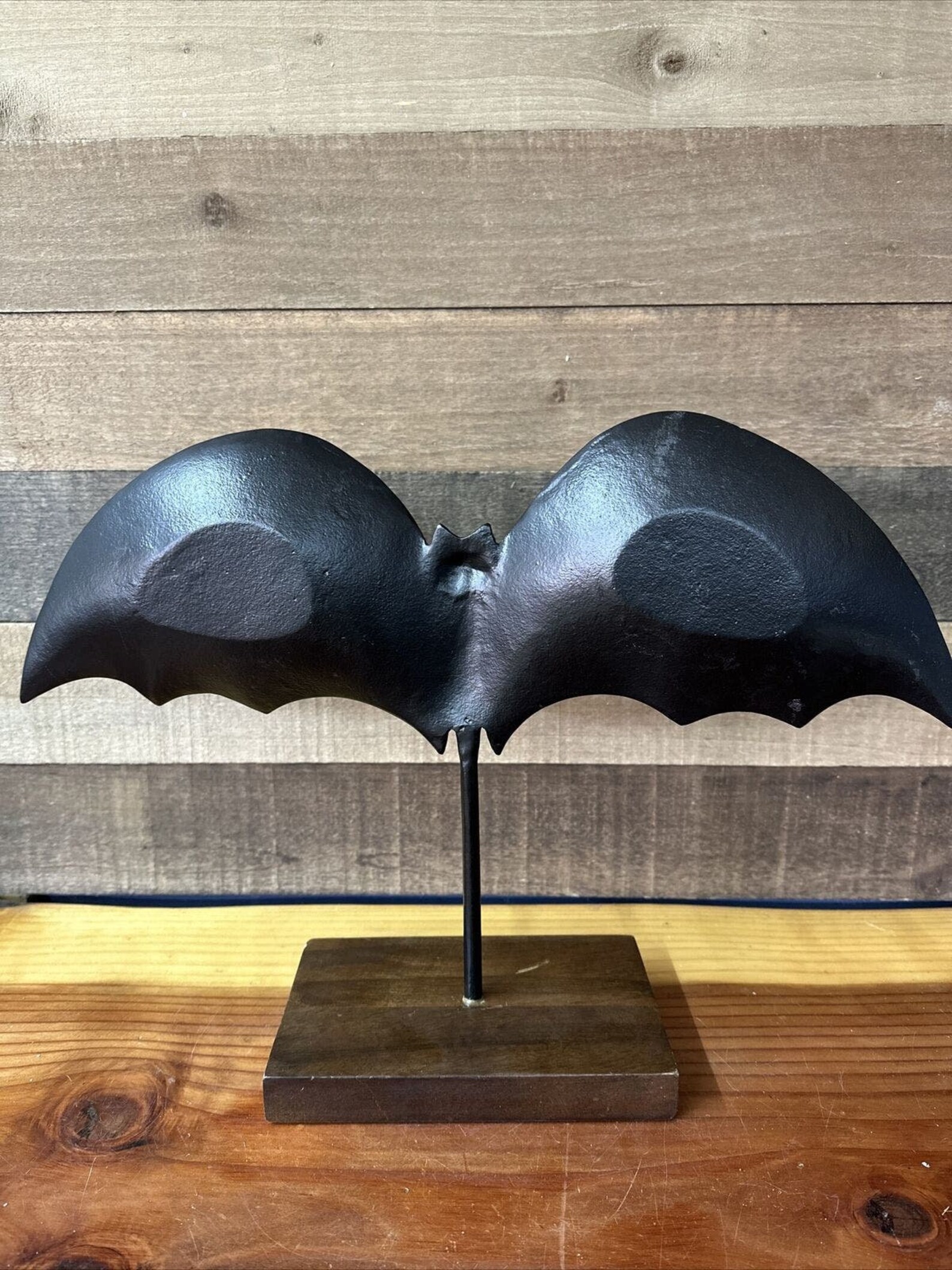 Cast Iron Bat on Wood Base Candle Holder 14” Tall - Etsy