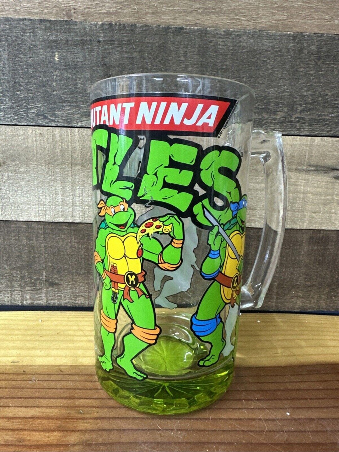 Large Heavy 9" TMNT Teenage Mutant Ninja Turtles Glass Mug Stein 1.5 ...