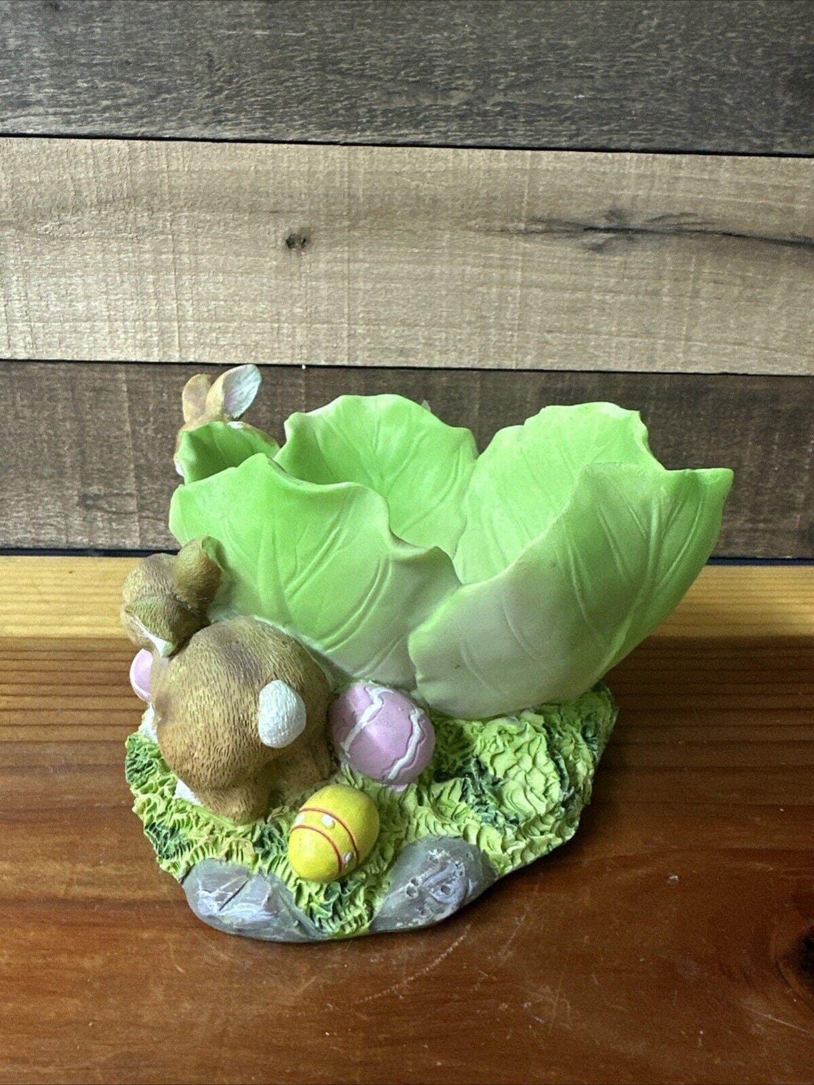 Easter Rabbit & Eggs Candy Lettuce Cabbage Bowl Resin 4.5" Tall 8" Wide ...