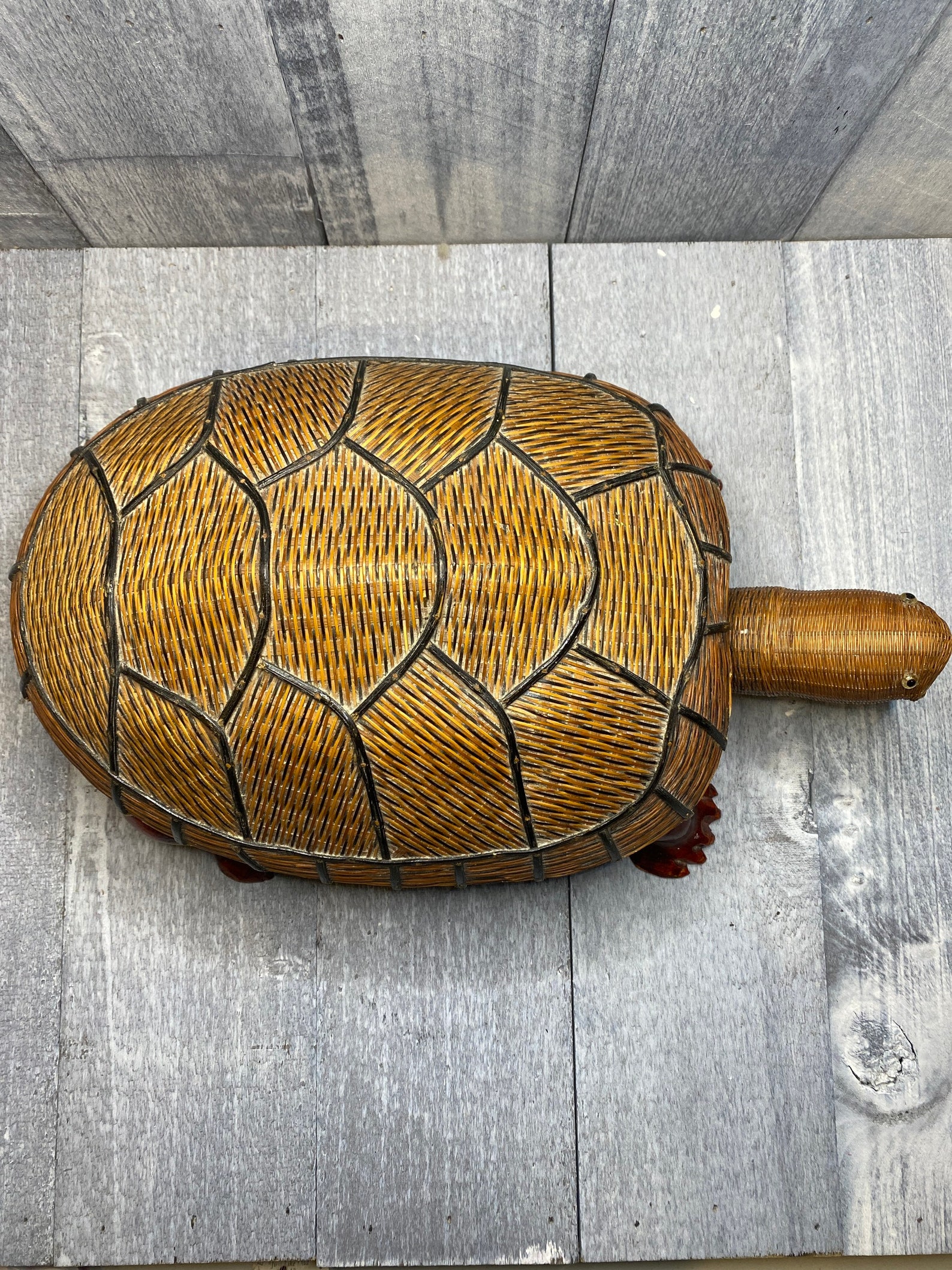 Wicker turtle with removable shell for storage | Etsy