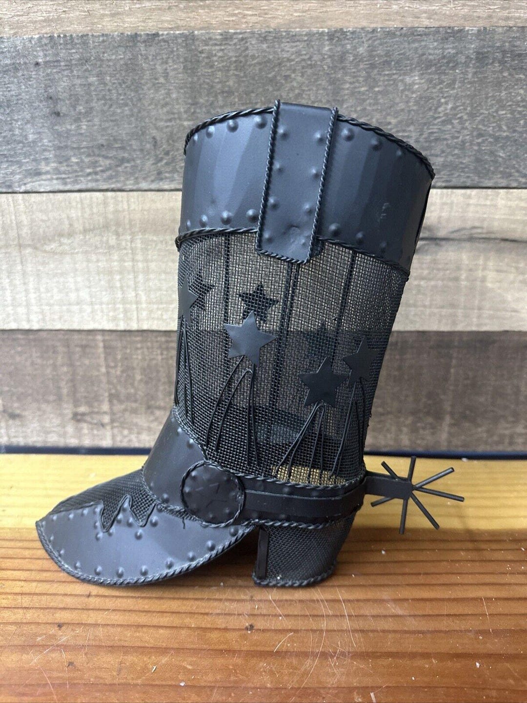 Western Metal Cowboy Cowgirl Decorative Boot With Spurs Tealight Holder ...