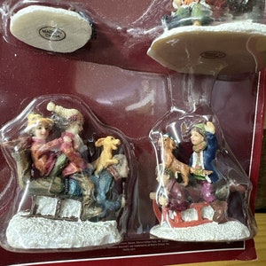 St Nicholas Square Village Collection Ice Skating Figures Set of 4 Dog ...