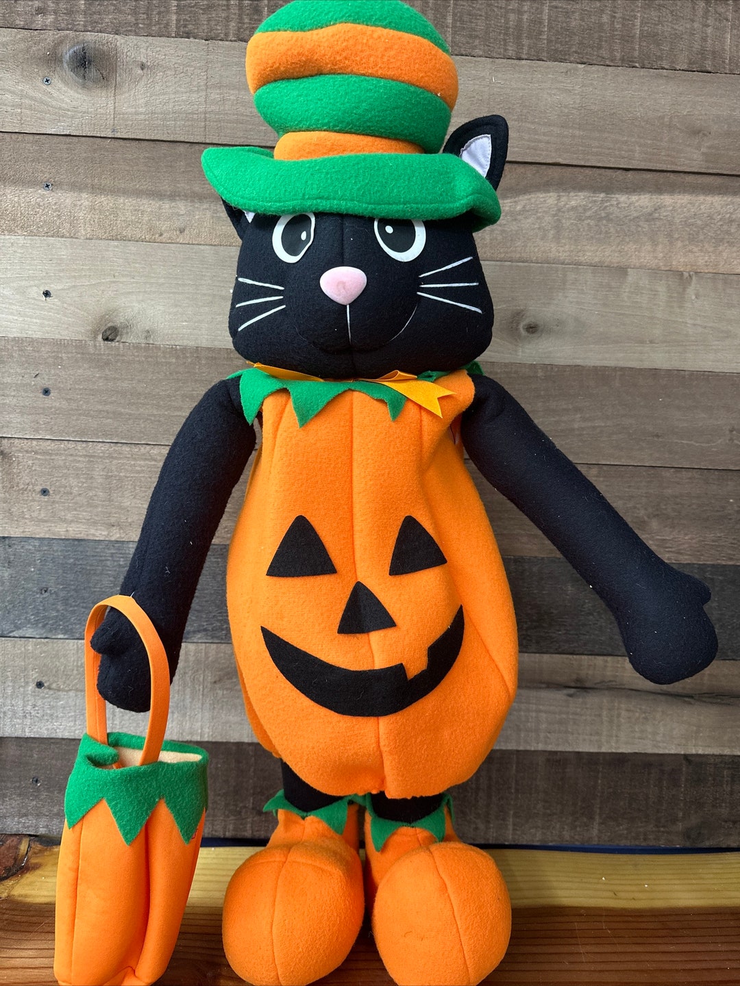 Halloween Black Cat in Pumpkin Costume Porch Sitter 27 - Etsy
