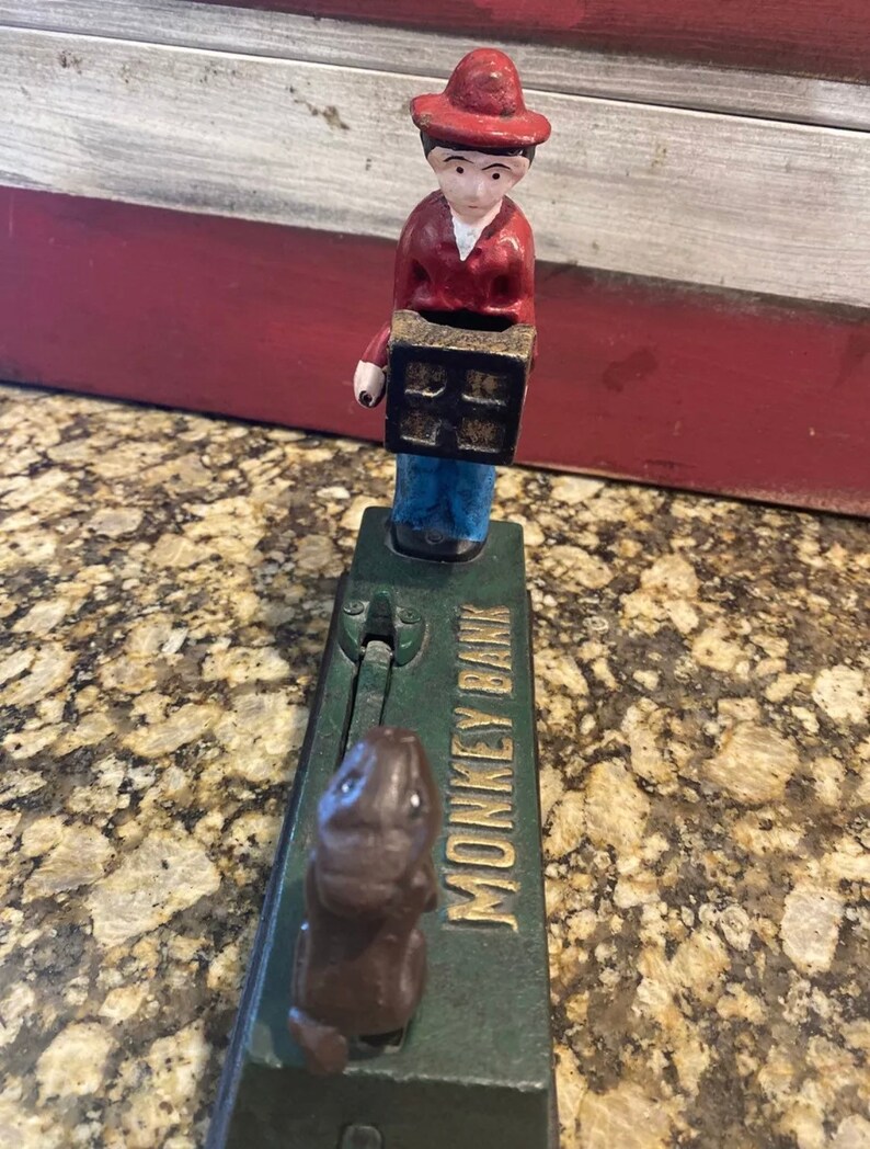 Vintage Cast Iron Monkey and Organ Bank - Etsy